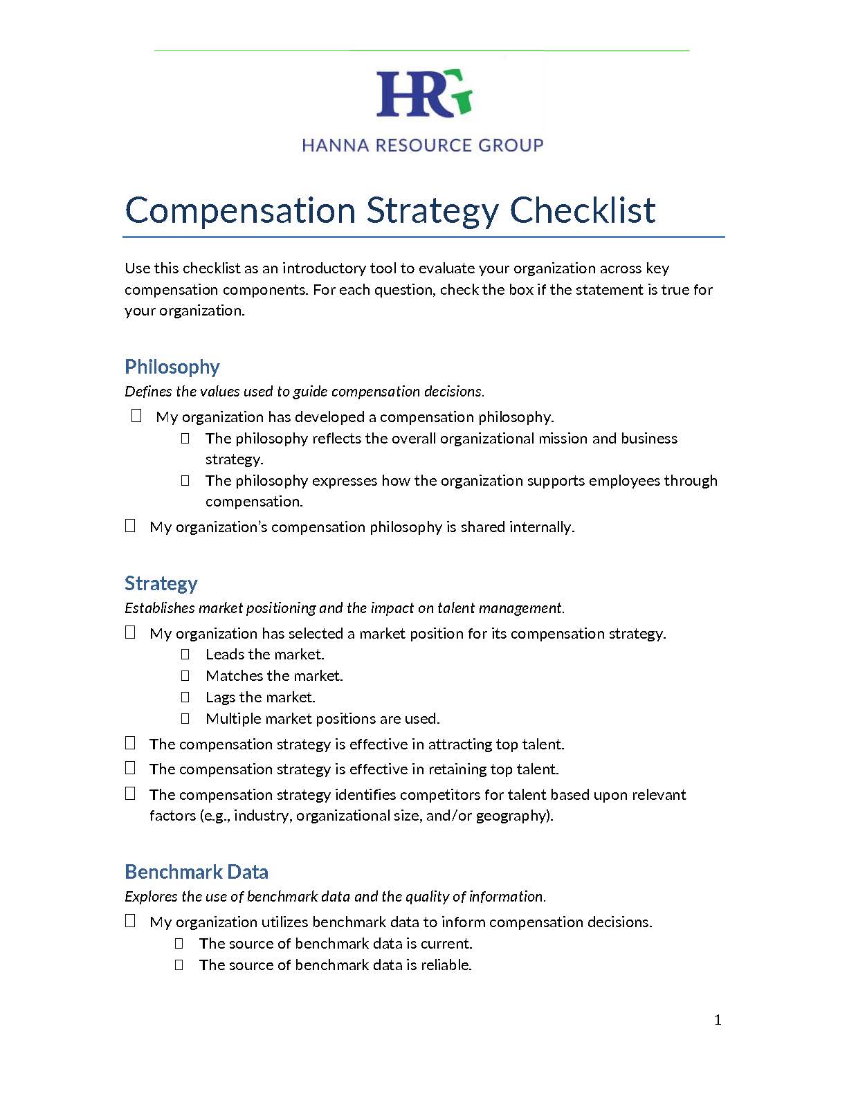 Compensation Strategy Checklist